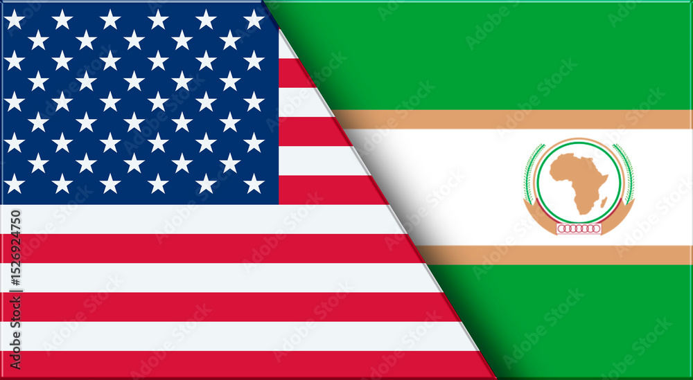 Flags of USA and Organisation of African Unity flag, OAU and American ...