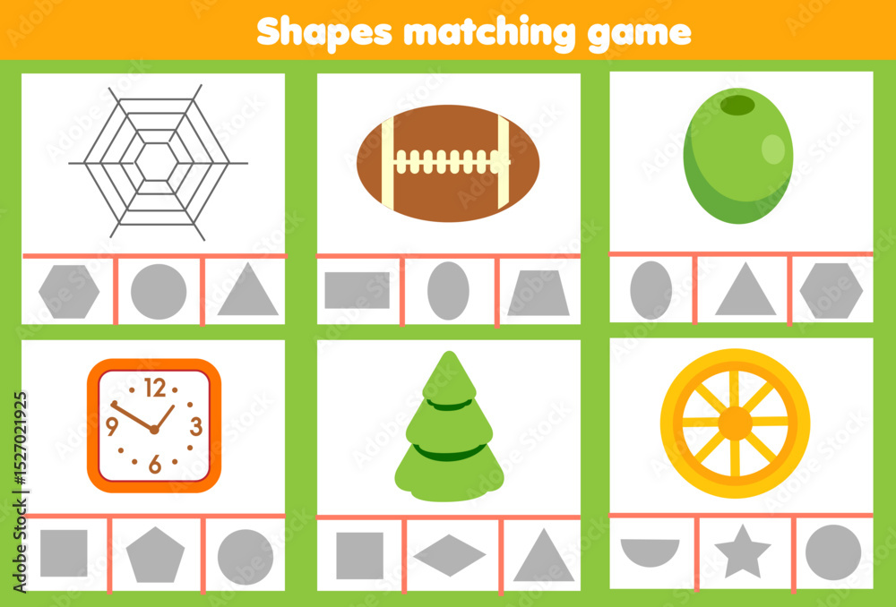 Matching children educational game. Match real life objects with shapes ...
