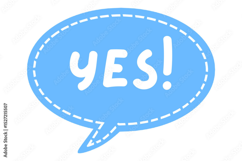 Word text yes on speech form. Vector illustration of yes in blue speech ...