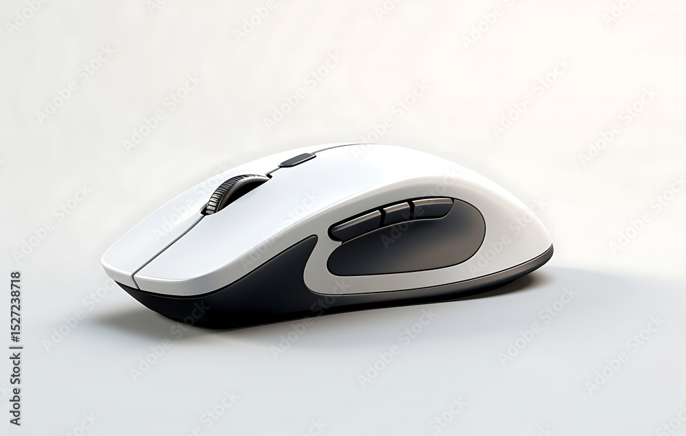 Black and white wireless computer mouse on white background with ...
