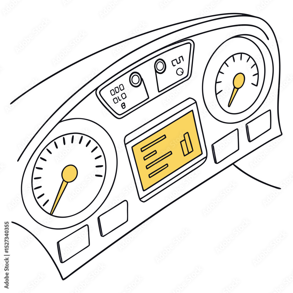 Fully Digital Car Cluster – Yellow HUD Vector Design Adobe Illustrator ...