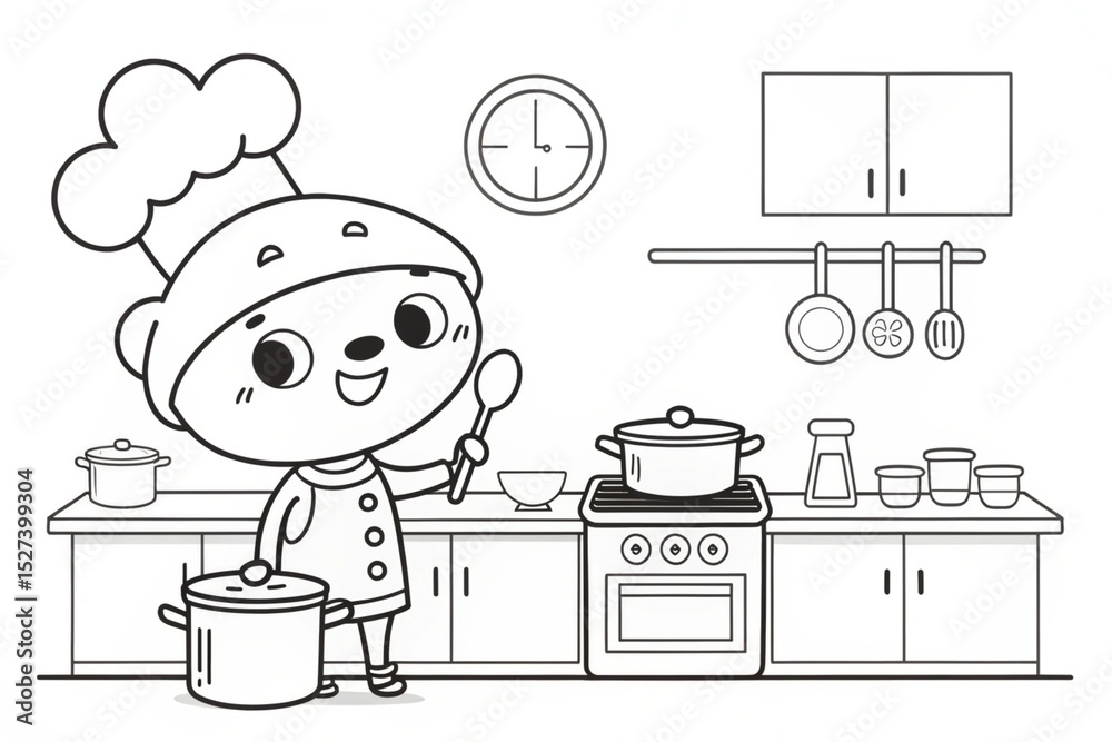 Ilustrace Line drawing illustration,Colouring page for kids, hand drawn ...