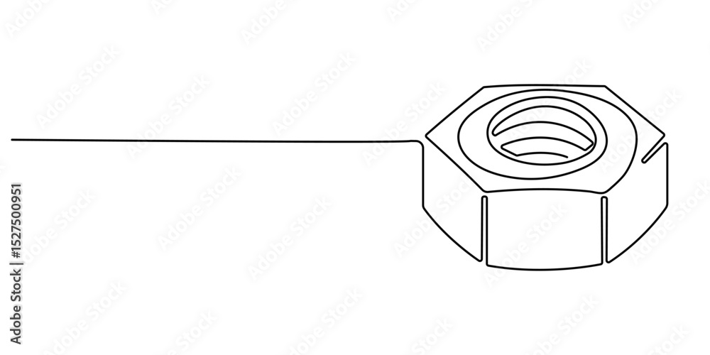 Praca wektorowa bez tantiem: nut continuous one line drawing, bolt nut ...