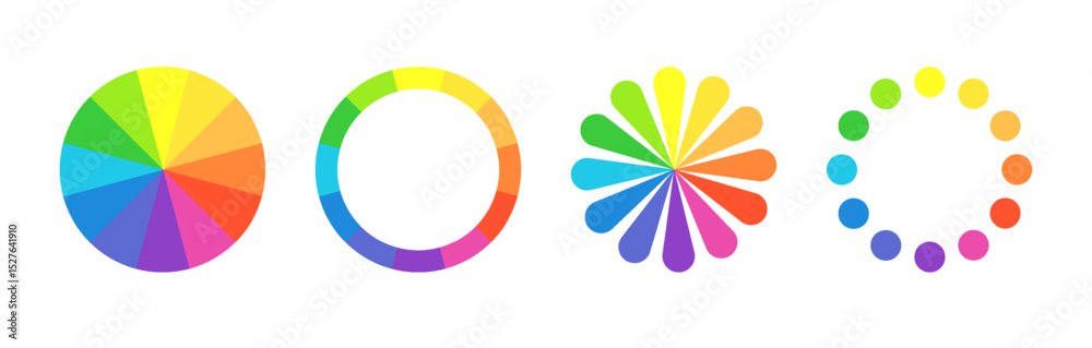 Vibrant color circle chart with full hue spectrum PNG. Radial palette ...