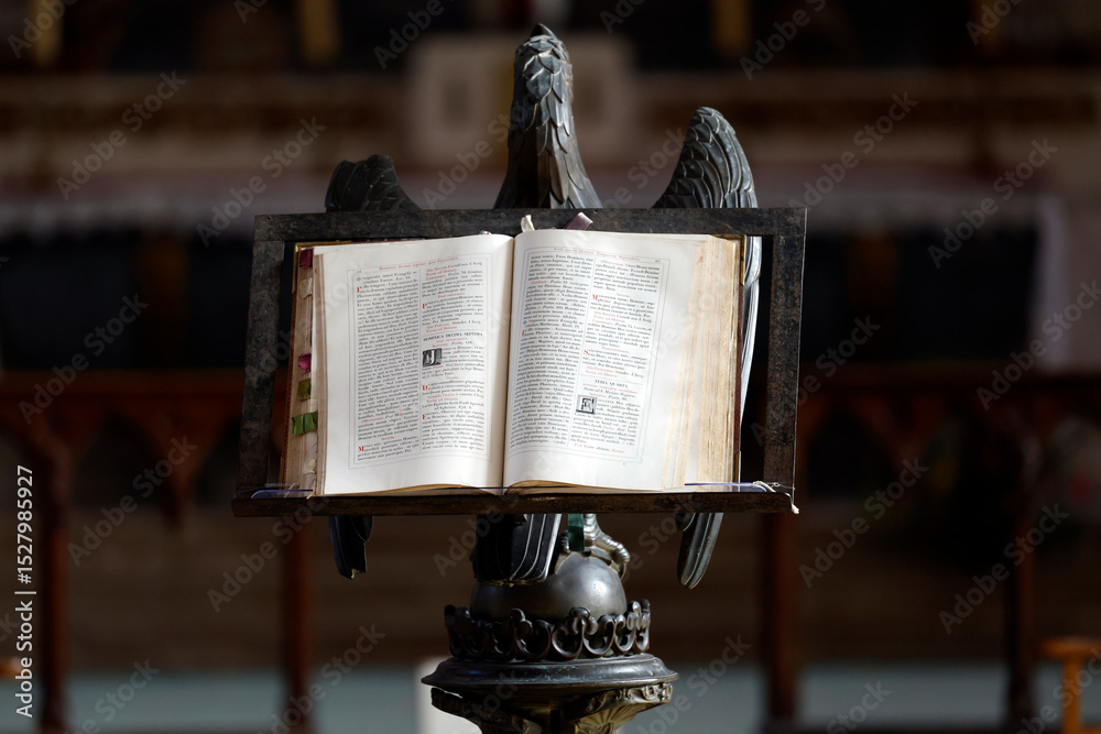 Auxerre cathedral. Lectionary on an eagle lectern. Auxerre. France ...