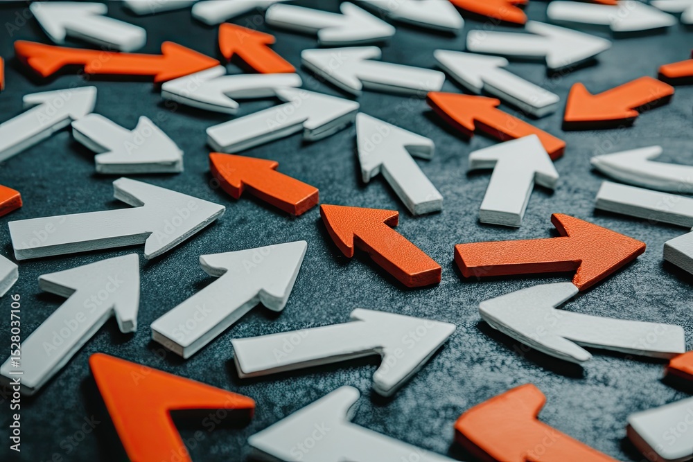 Conflicting directions, many arrows Stock Photo | Adobe Stock