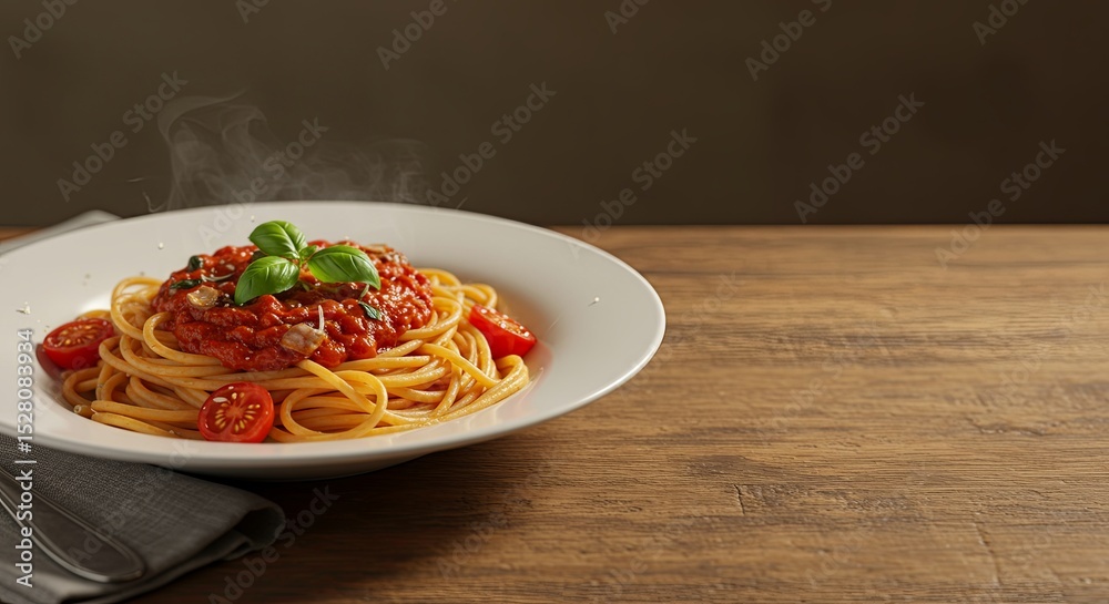 Traditional Italian Pasta Feast: Homemade Spaghetti with Fresh Tomato ...