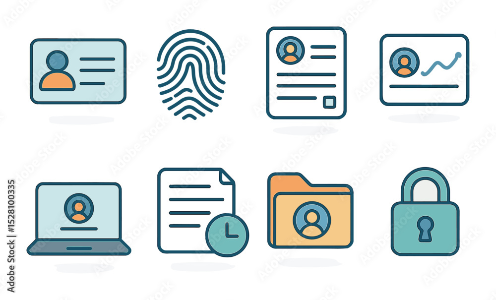 Стоковое векторное изображение «Personal Data Concept isometric set ...