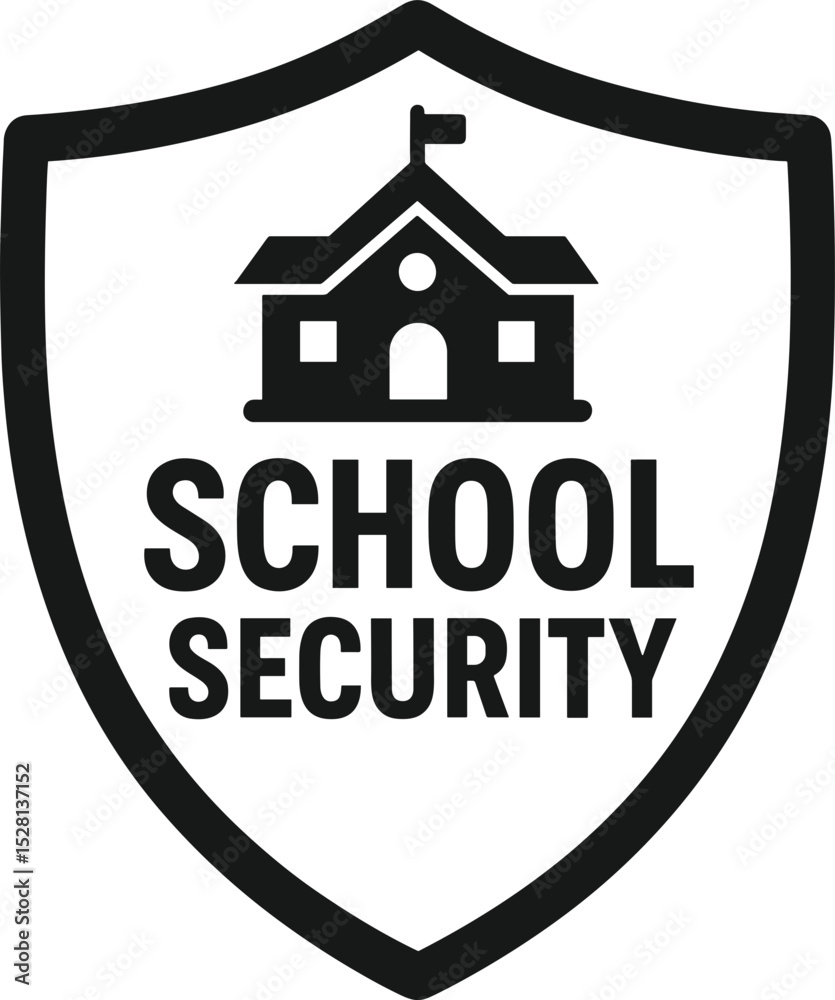 Shield logo with school building and text for school security Stock ...