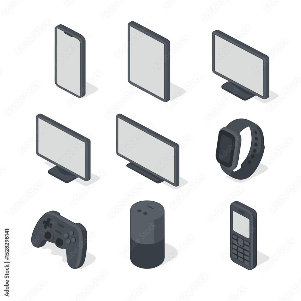 Device Usage Icon Grid. Isometric Flat icon set of Device usage ...