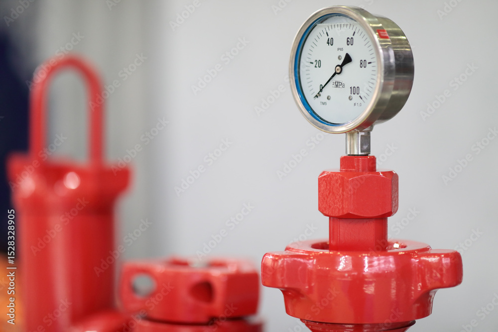 pressure gauge in fire extinguishing system Stock Photo | Adobe Stock