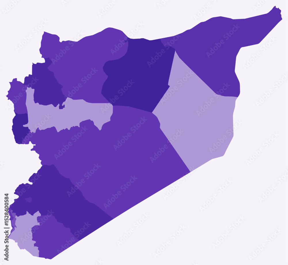 Map of Syria with regions. A simple country border map with region ...
