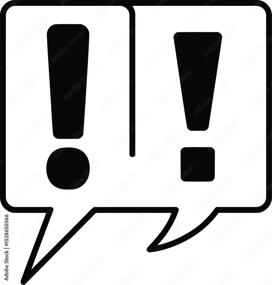 Double exclamation mark icons in speech bubbles representing important ...