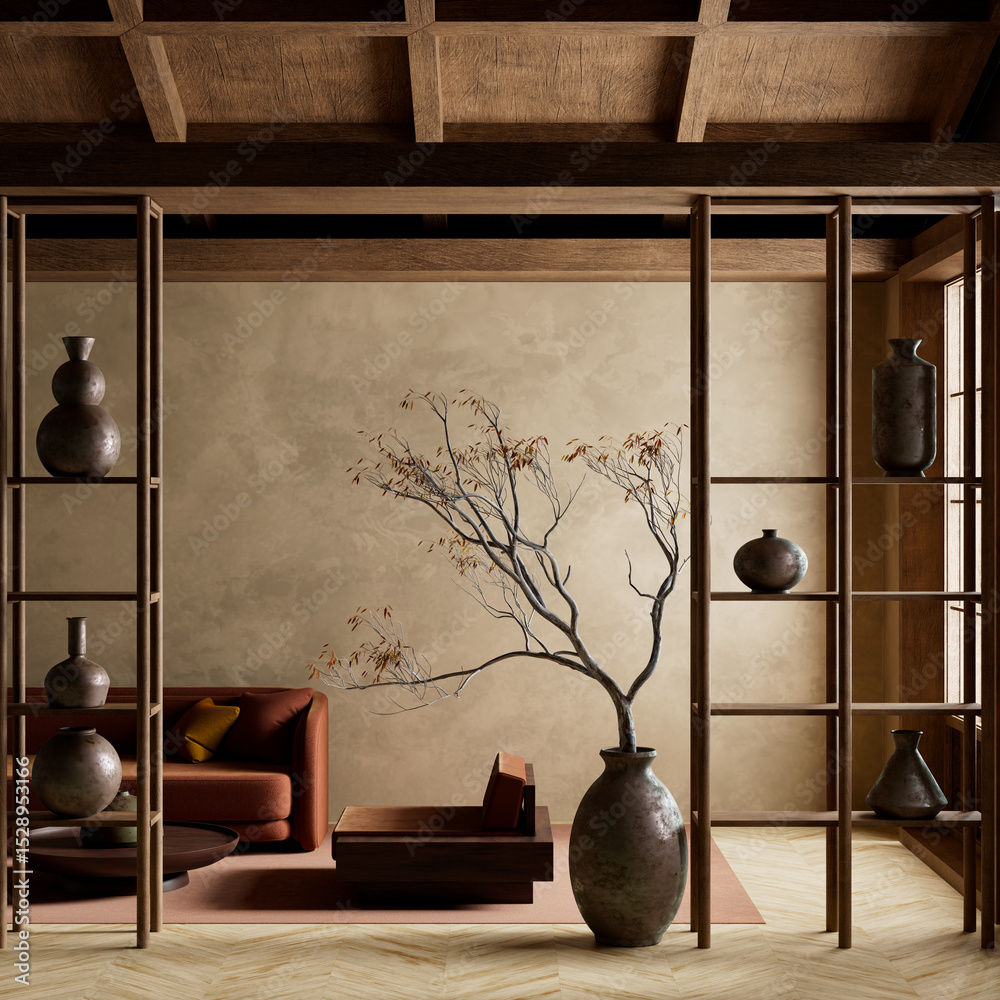 A serene blend of Japanese minimalism and natural elegance in a ...