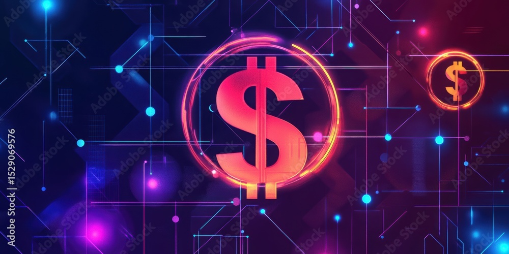 Digital Dollar Sign with Glowing Circuitry and Futuristic Technology ...