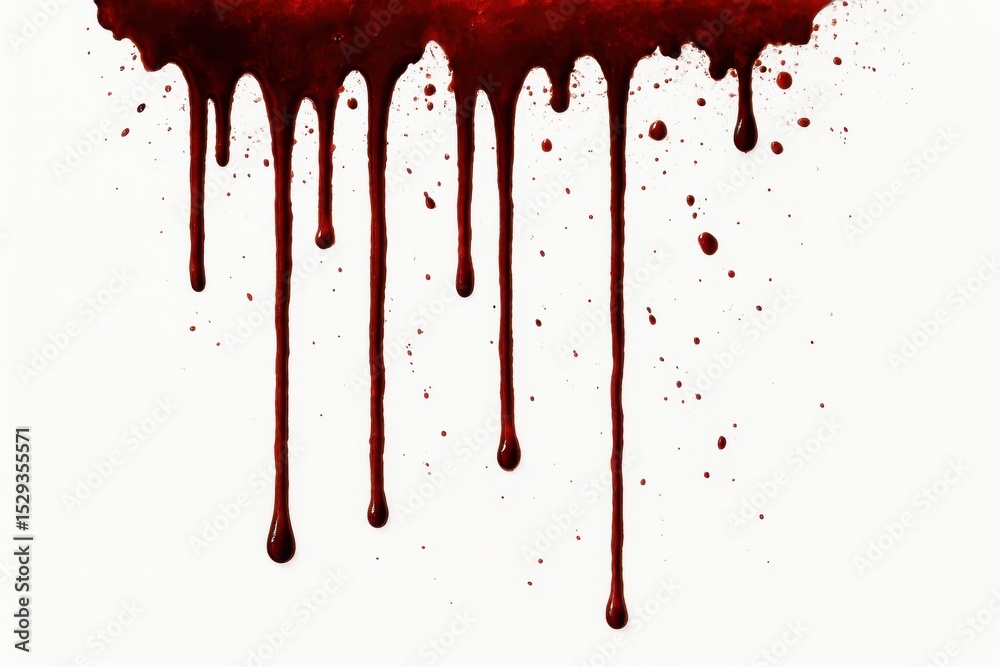 Crimson Cascade Realistic Dark Red Dripping Blood Streaks and Splatters ...