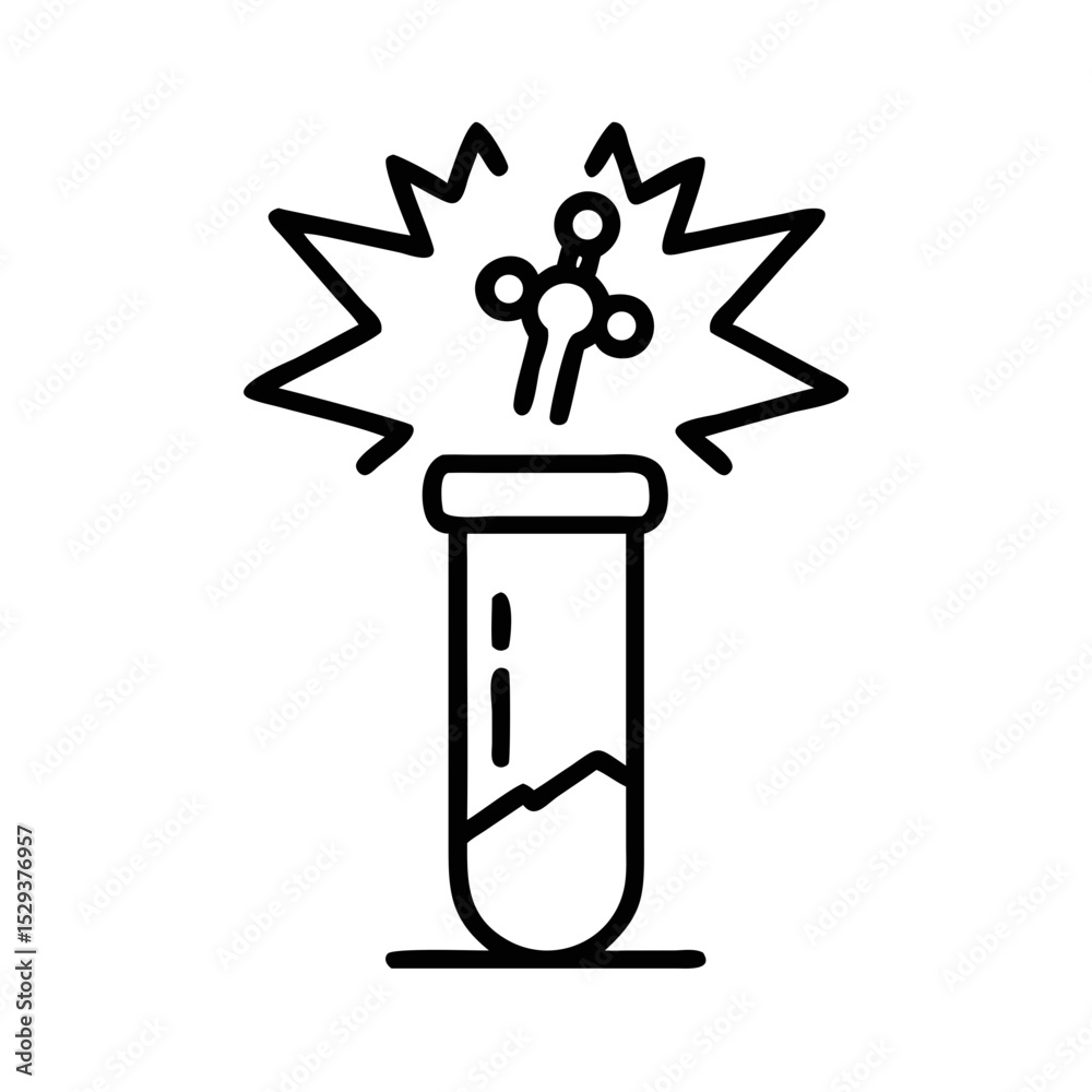 Test tube explosion with chemical reactions and atom symbols concept of ...