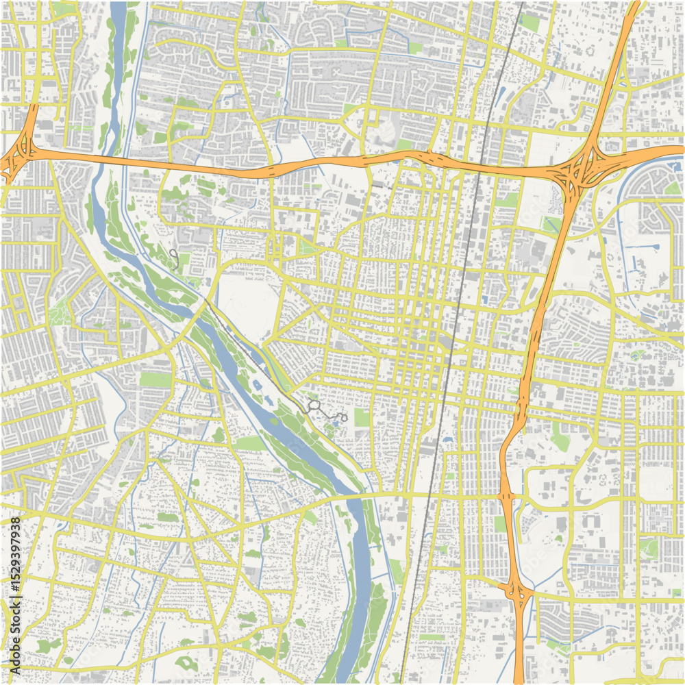 Vektor Map of Albuquerque Center in New Mexico in a normal road map ...