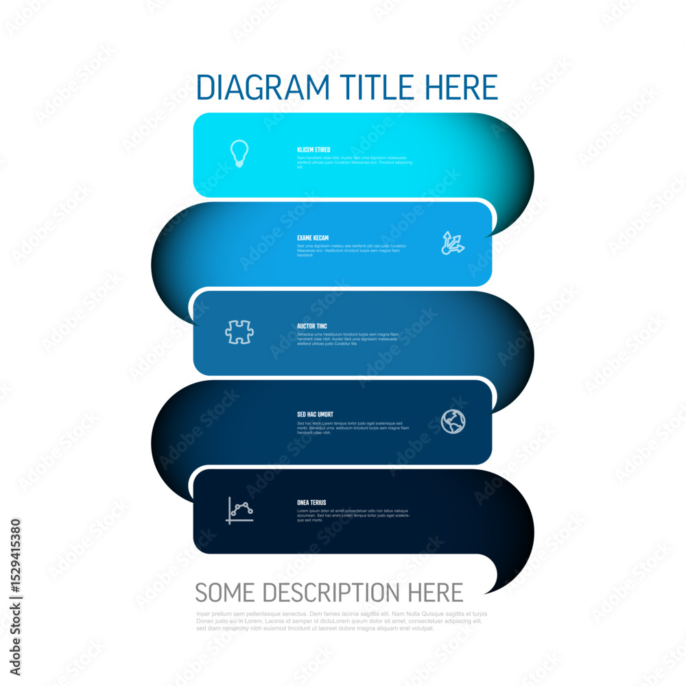 Create an effective vertical diagram showing five steps in a process ...