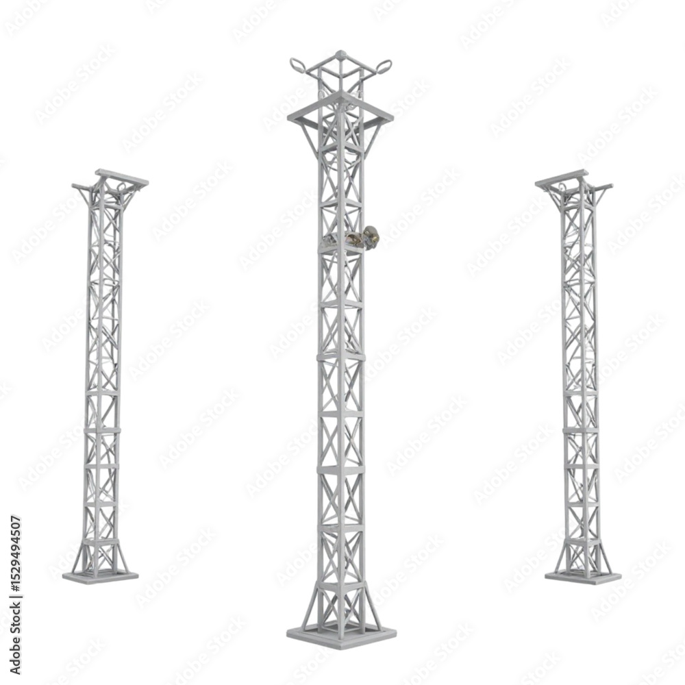 Fotografie White metal truss towers structure for lighting rig and ...