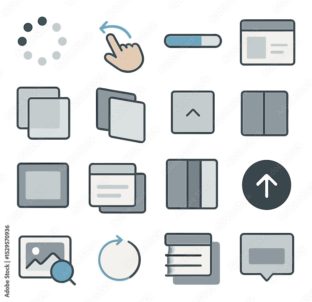 Vector de Stock Digital UI transitions isometric set. loading spinner ...