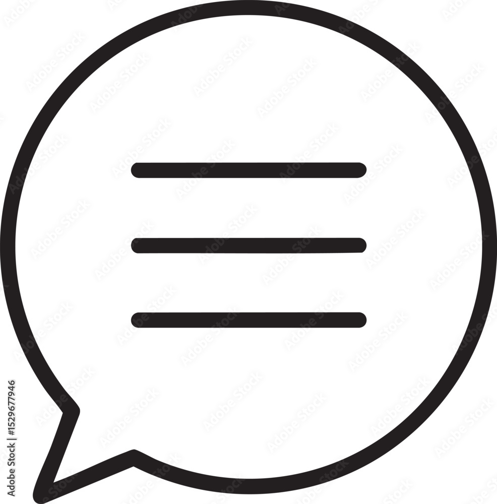 Speech Bubble with Three Horizontal Lines Inside Representing Text or a ...