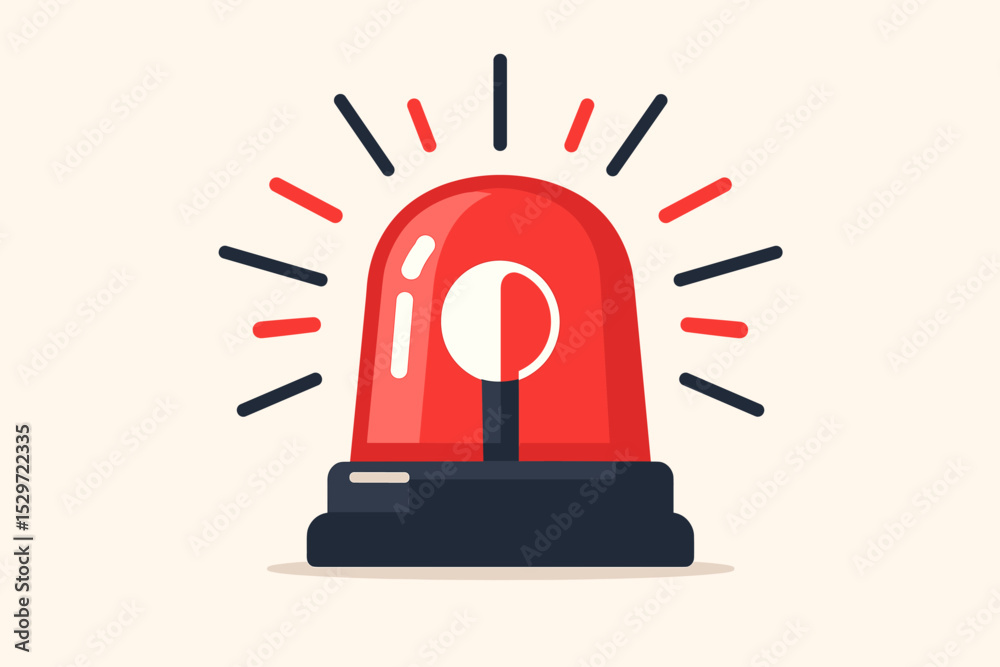 Red flashing alert light vector illustration. Emergency siren beacon ...