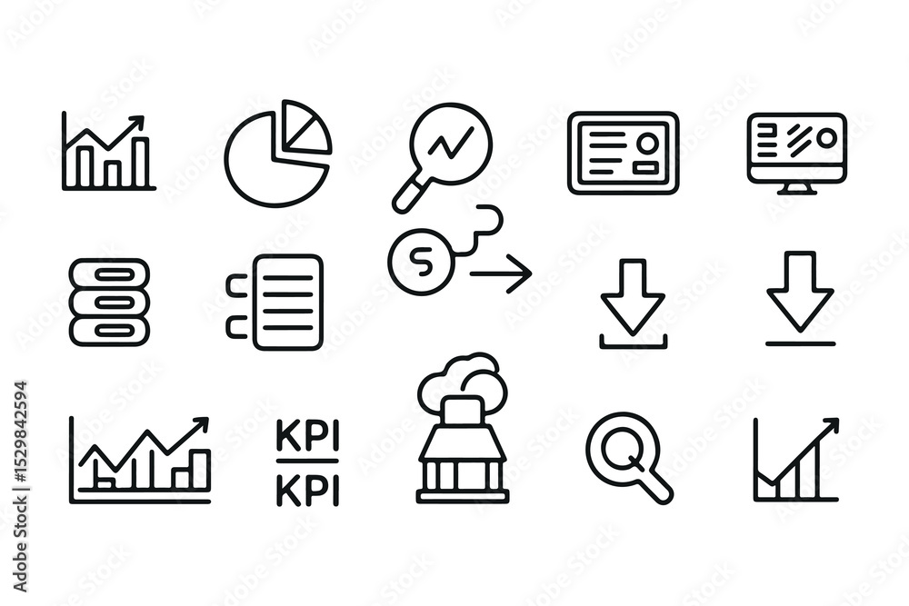 Set of Business and Data Analysis Icons の Stock ベクター | Adobe Stock