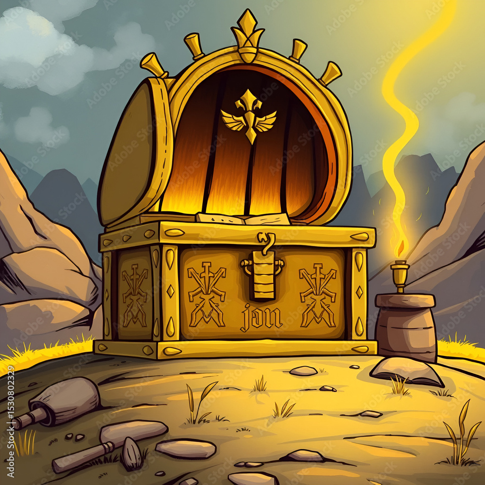 Стоковая иллюстрация «Ark of the Covenant a sacred golden chest built ...