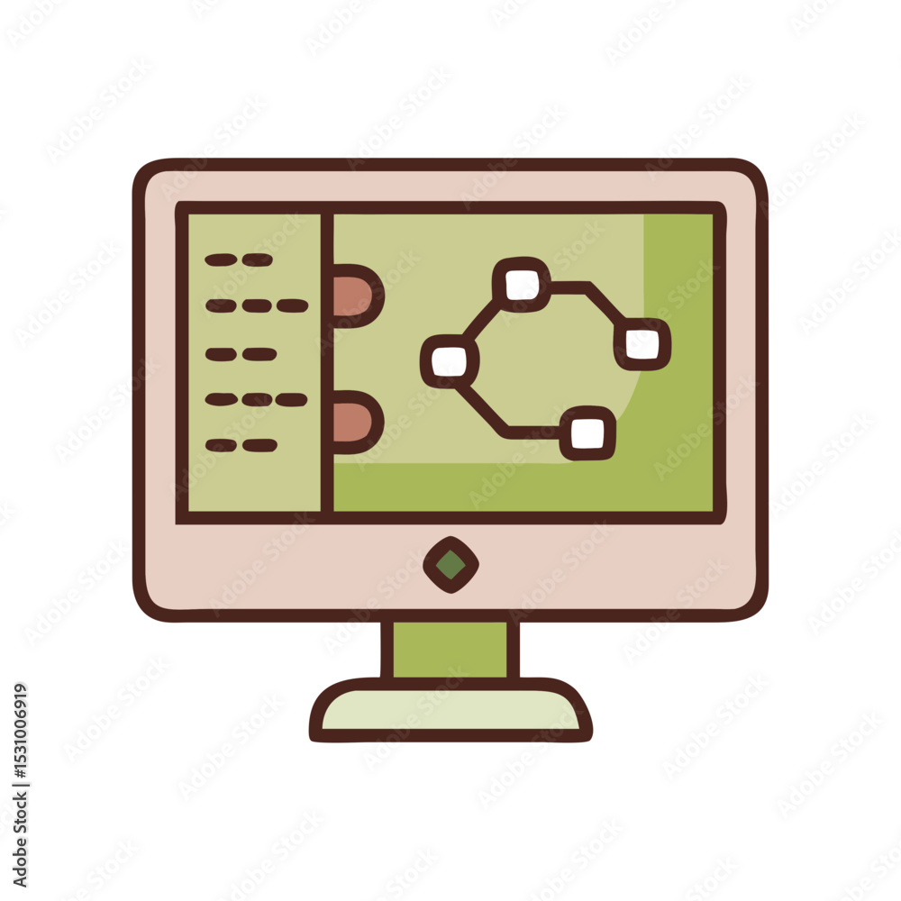 Tech Monitor Icon – Computer Screen and Digital Display Symbol for ...
