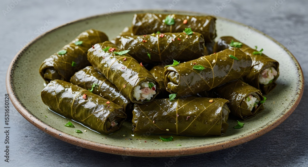 Exquisite Dolmas Delight: Close-up view of the traditional dish dolma ...