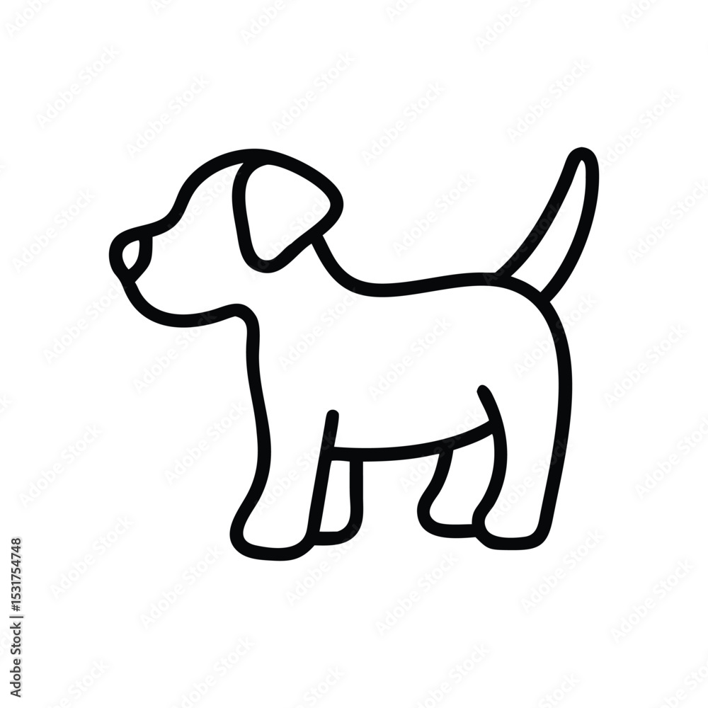 Super Simple Black and White Dog Line Drawing for Toddlers with Thick ...
