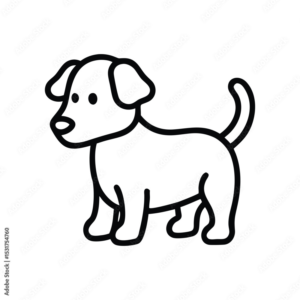Super Simple Black and White Dog Line Drawing for Toddlers with Thick ...