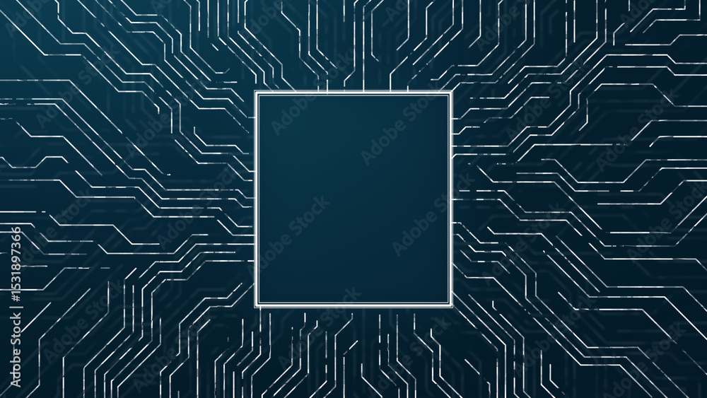 Animated circuit board. Digital technology background. Central computer processor CPU concept ...