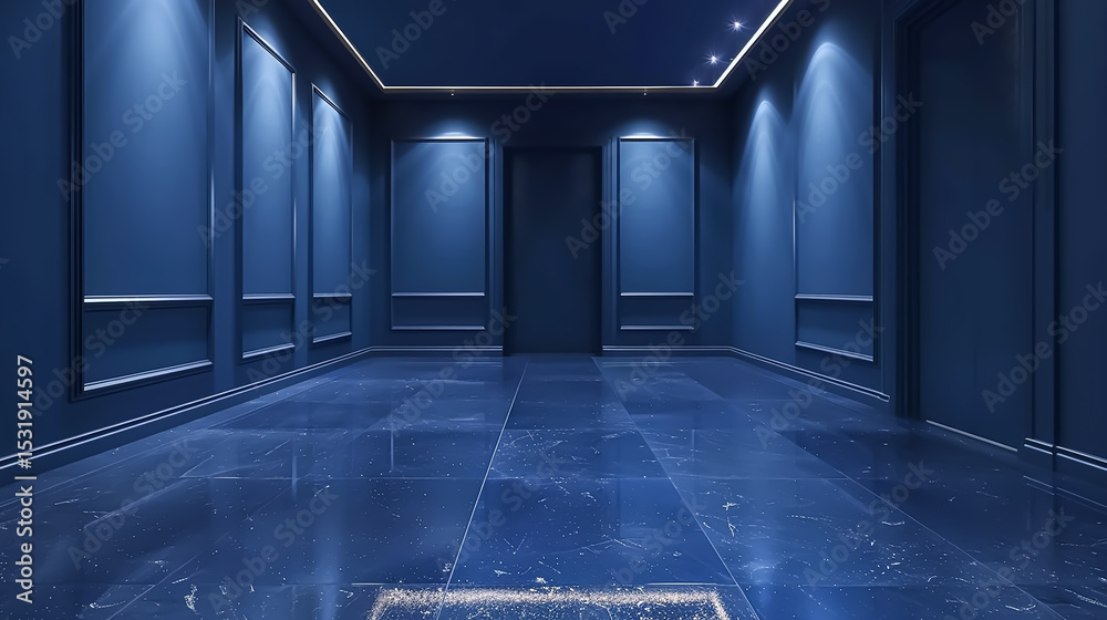 midnight blue, studio backdrop, textured background, glossy floor ...