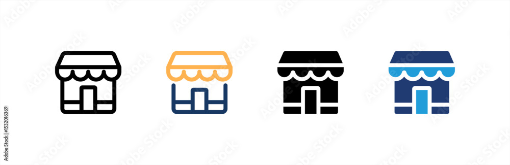 Retail Store icon set multiple style collection. Vector illustration ...
