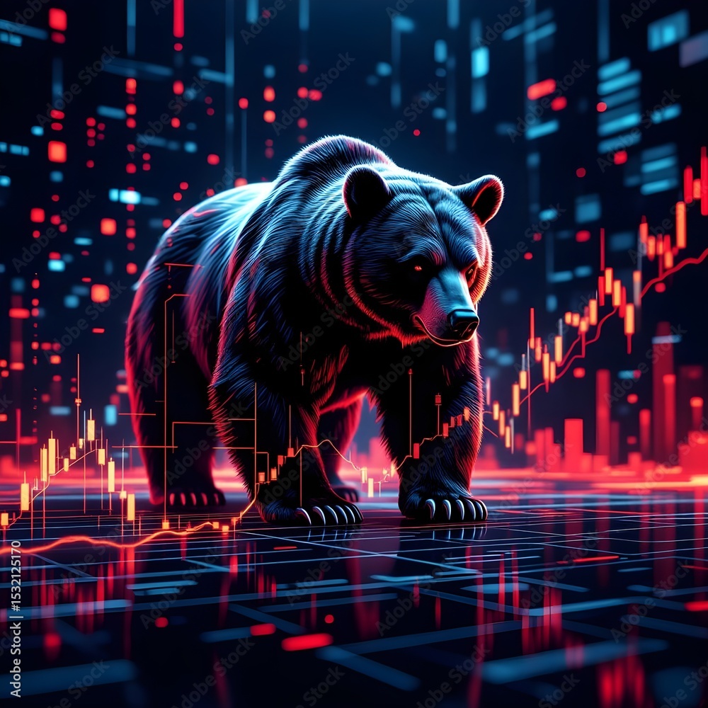Bear Market Financial Graph Shows Stock Economy Trading Data Analysis ...
