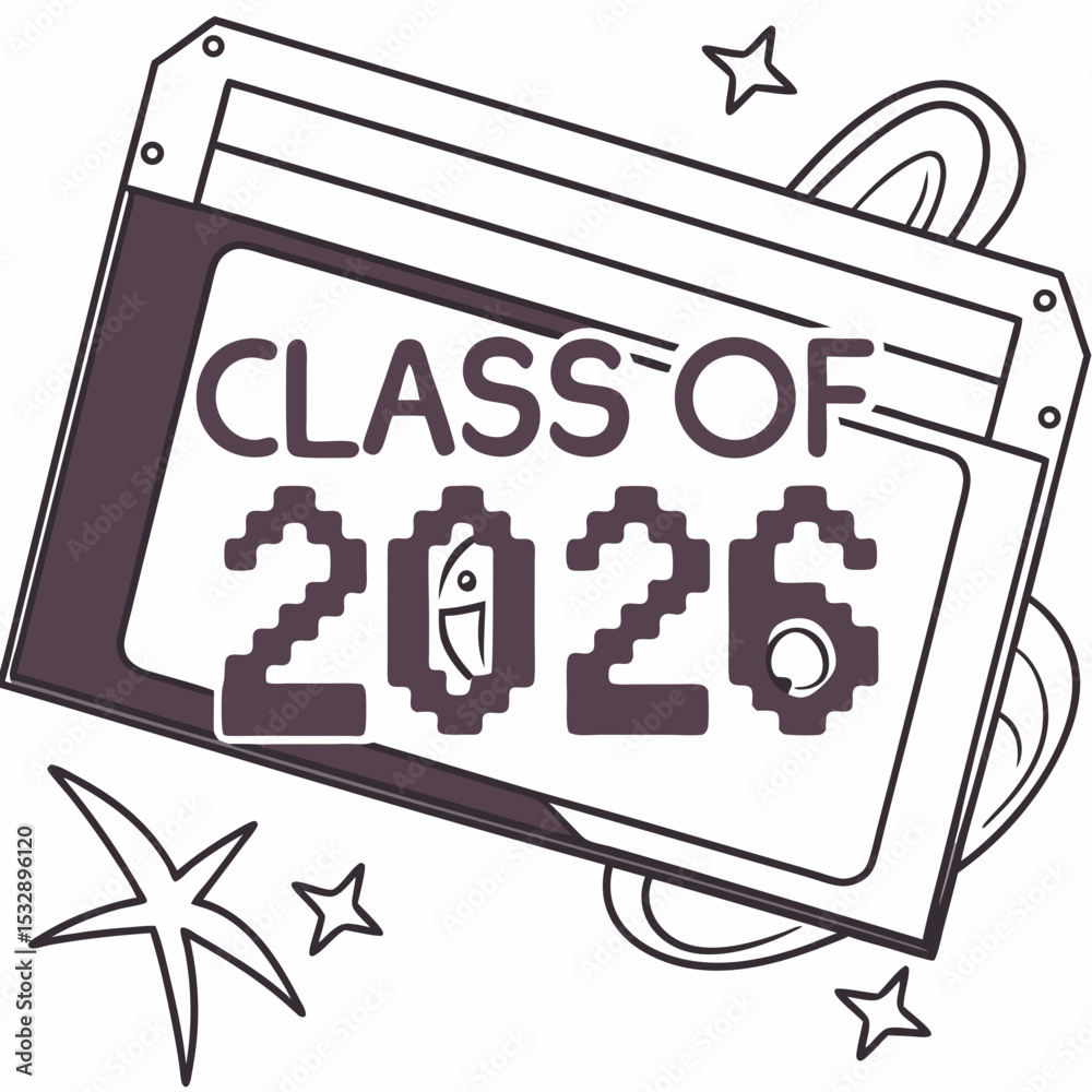 Class of 2026 retro vhs cassette tape graduation design Stock Vector ...