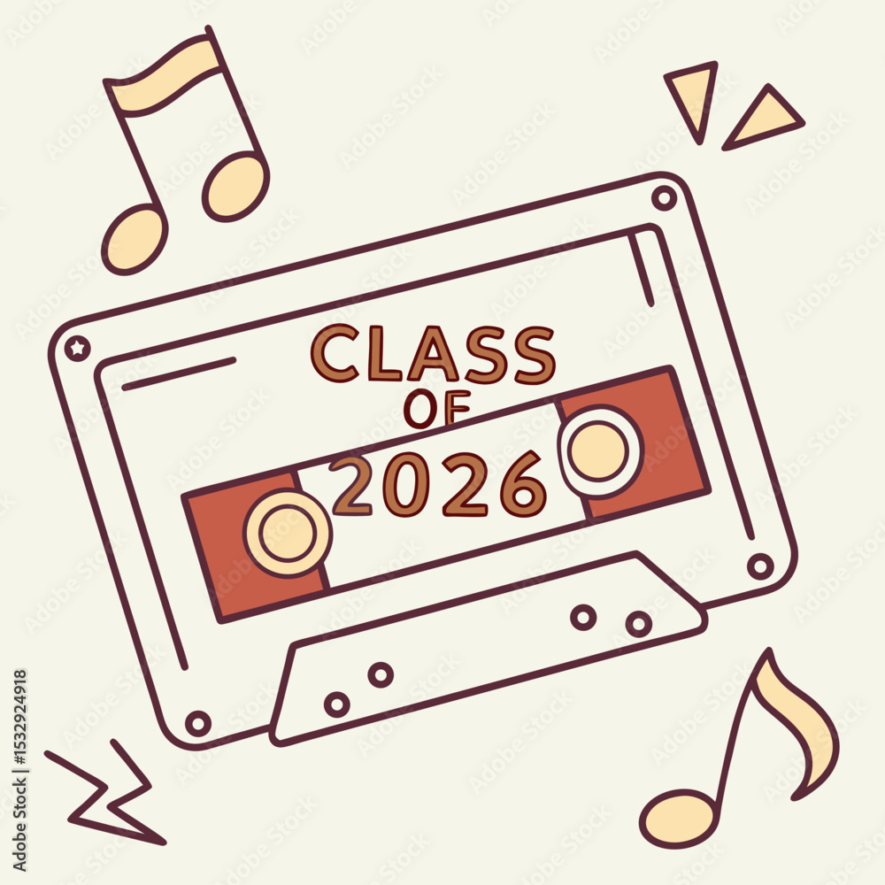Class of 2026 cassette tape graduation design Stock Vector | Adobe Stock