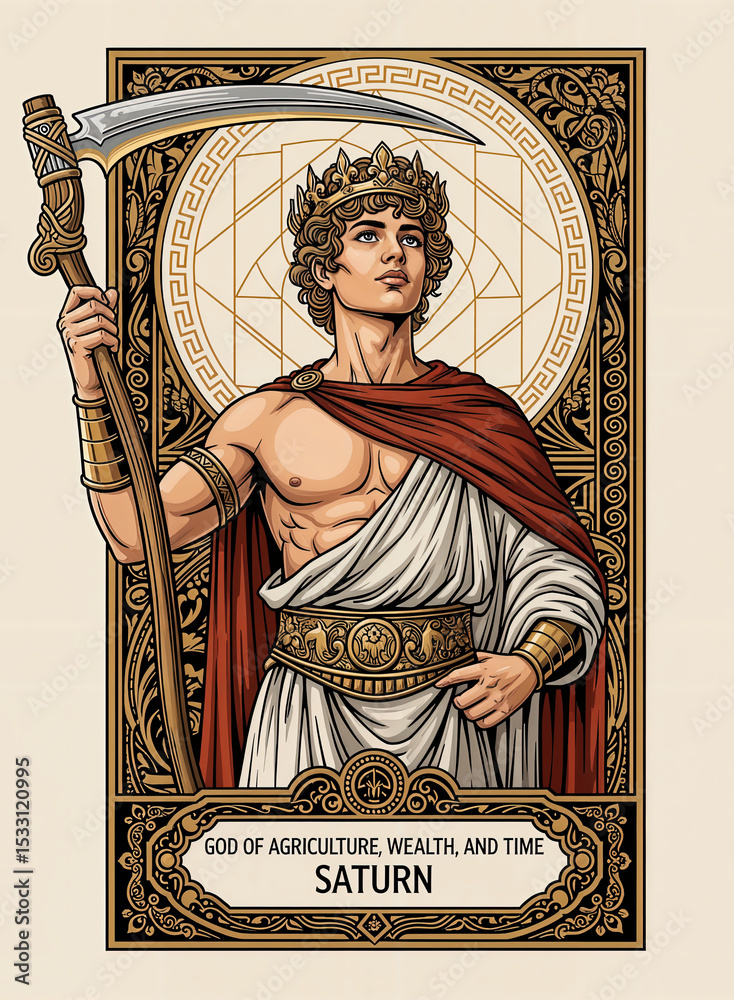 Stock-Illustration „Saturn, the Roman god of agriculture, wealth and ...