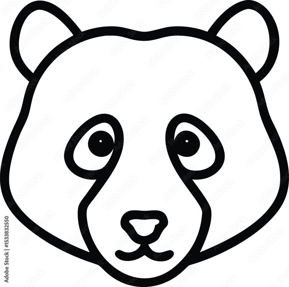 Vector de Stock Outlined panda's face shows distinct markings in black ...