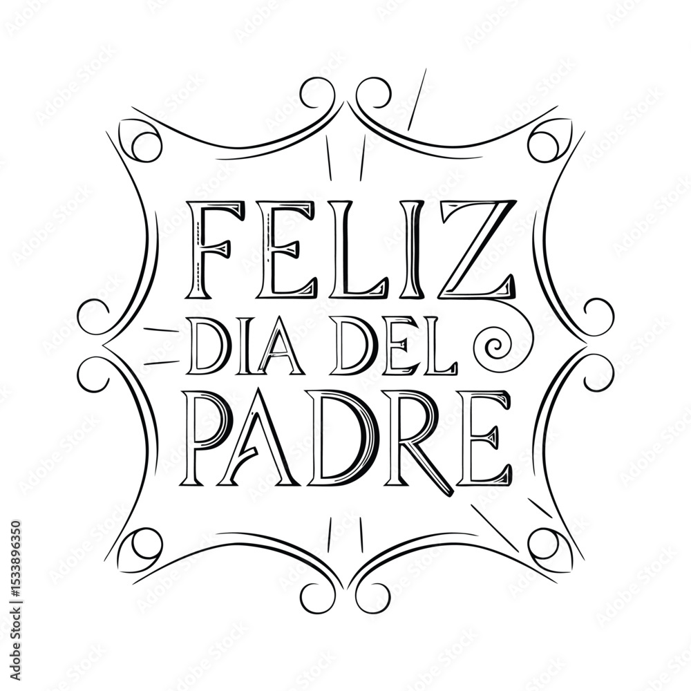 Vector de Stock Elegant black and white feliz día del padre inscription ...