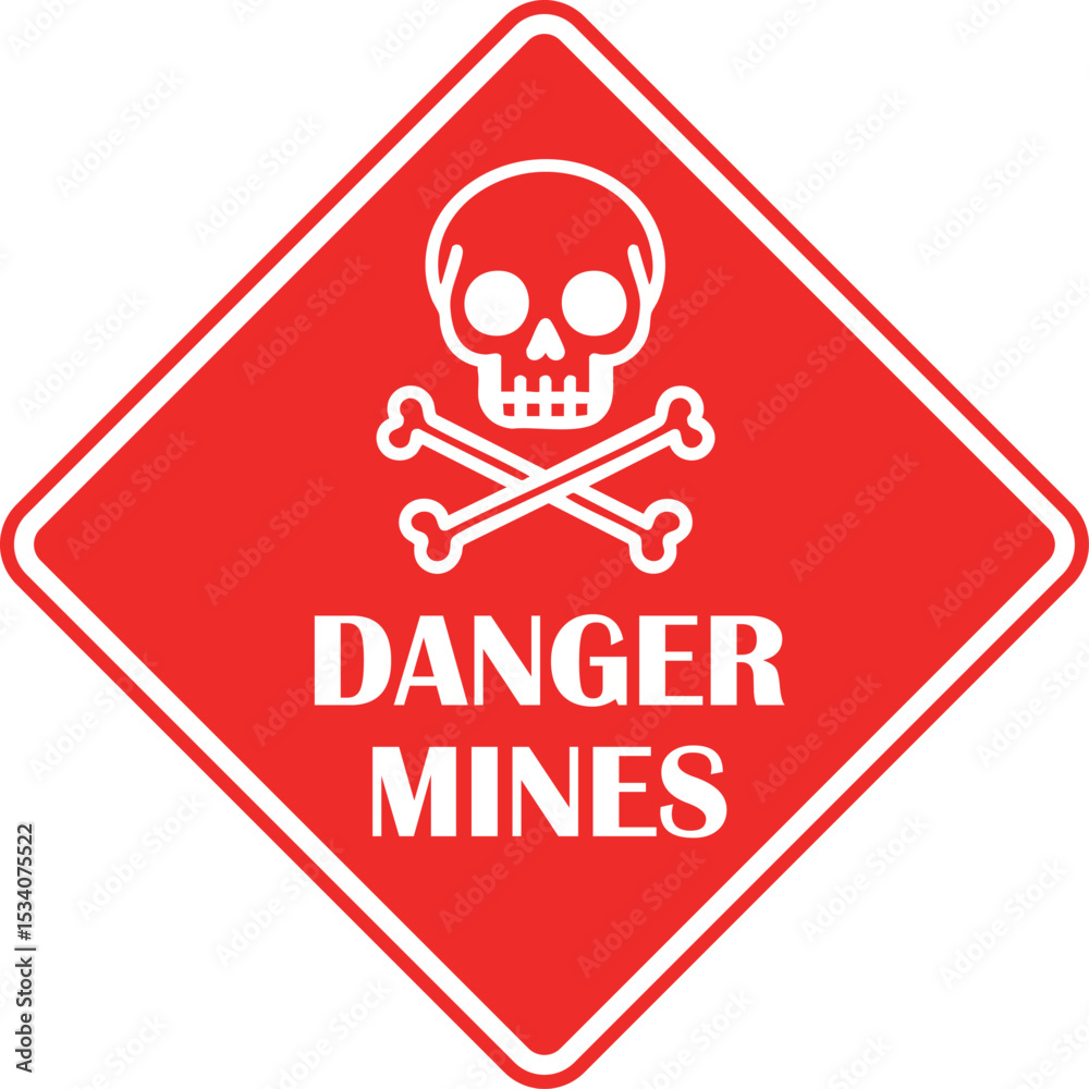 Danger Mines, High-Risk Area Warning Sign for Hazardous Minefields ...