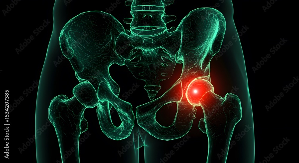 Human Hip Joint Anatomy with Pain Indication: Detailed 3D Medical ...