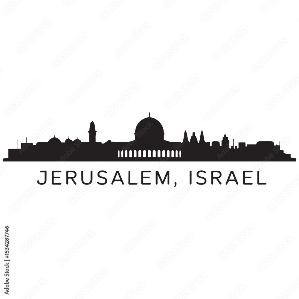 Jerusalem skyline horizontal banner. Jerusalem, Israel. Vector template ...