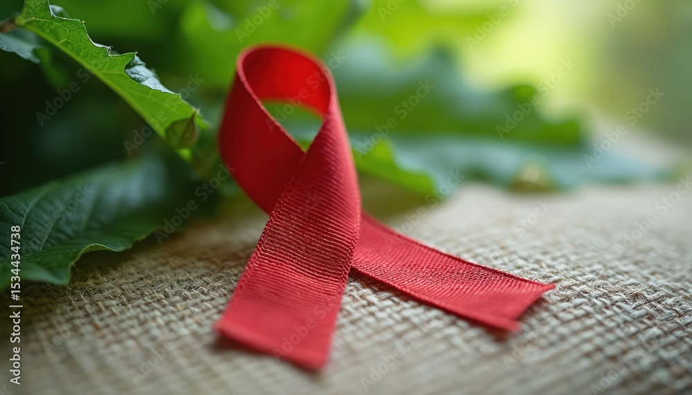 Red ribbon symbol representing awareness for STDs, AIDS. Symbol against ...