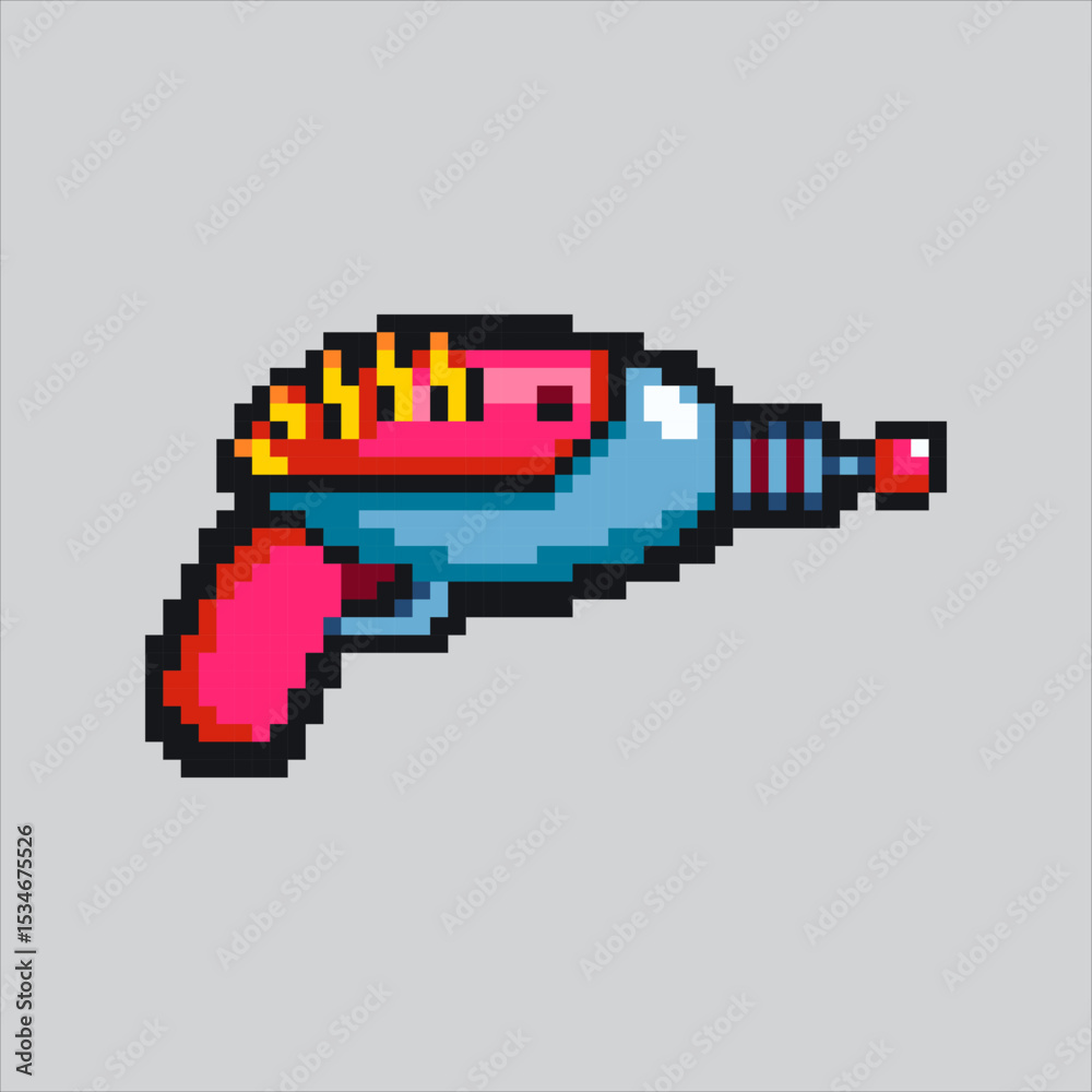 Vector de Stock Pixel art illustration Futuristic Gun. Pixelated ...