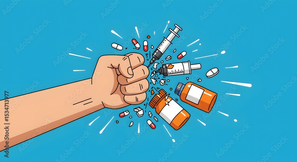 Fighting Addiction A Powerful Visual Depiction of Overcoming Substance ...