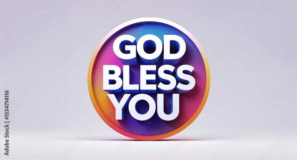 God bless you text digital graphic 3d text contrast circular gradient ...