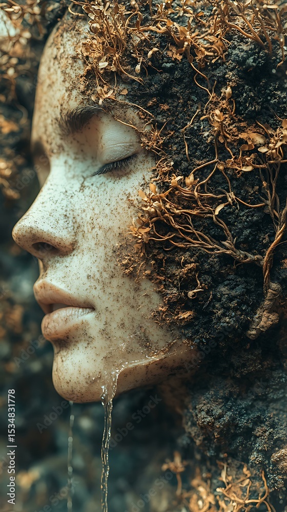Ilustración de Stock Earthbound Bloom Face, captured in a realistic ...